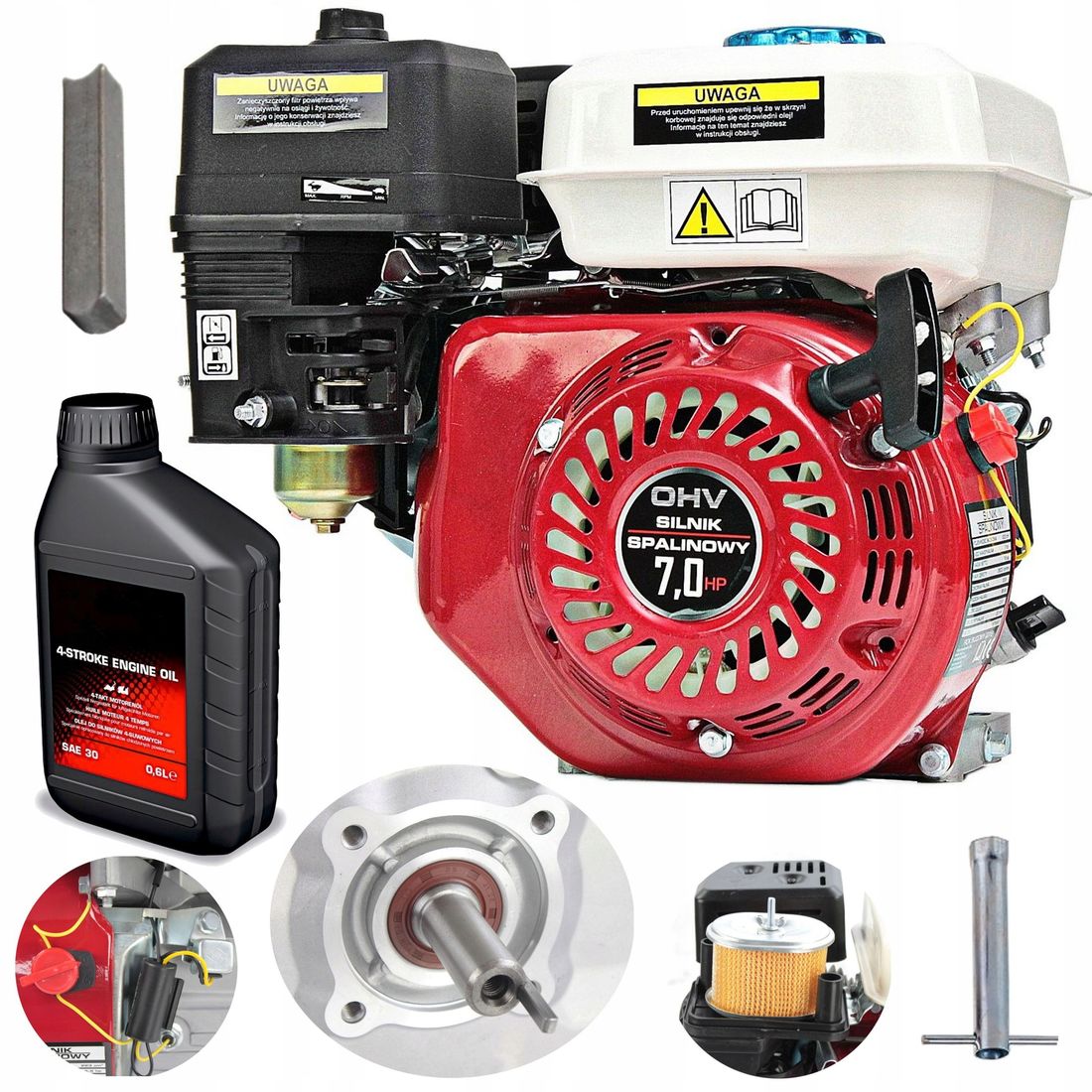 SILNIK SPALINOWY 7KM GX160 ZAGĘSZCZARKA AGREGAT+OLEJ+KLIN wałek 20mm – 214718345 - ERLI.pl