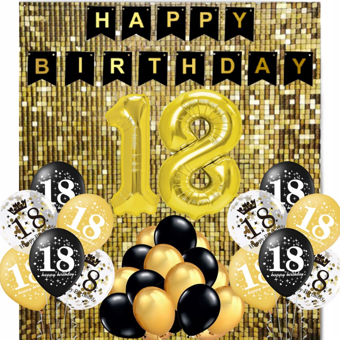 ZESTAW Dekoracji NA 18 BALONY, KURTYNA, BANER – 193603982 - ERLI.pl