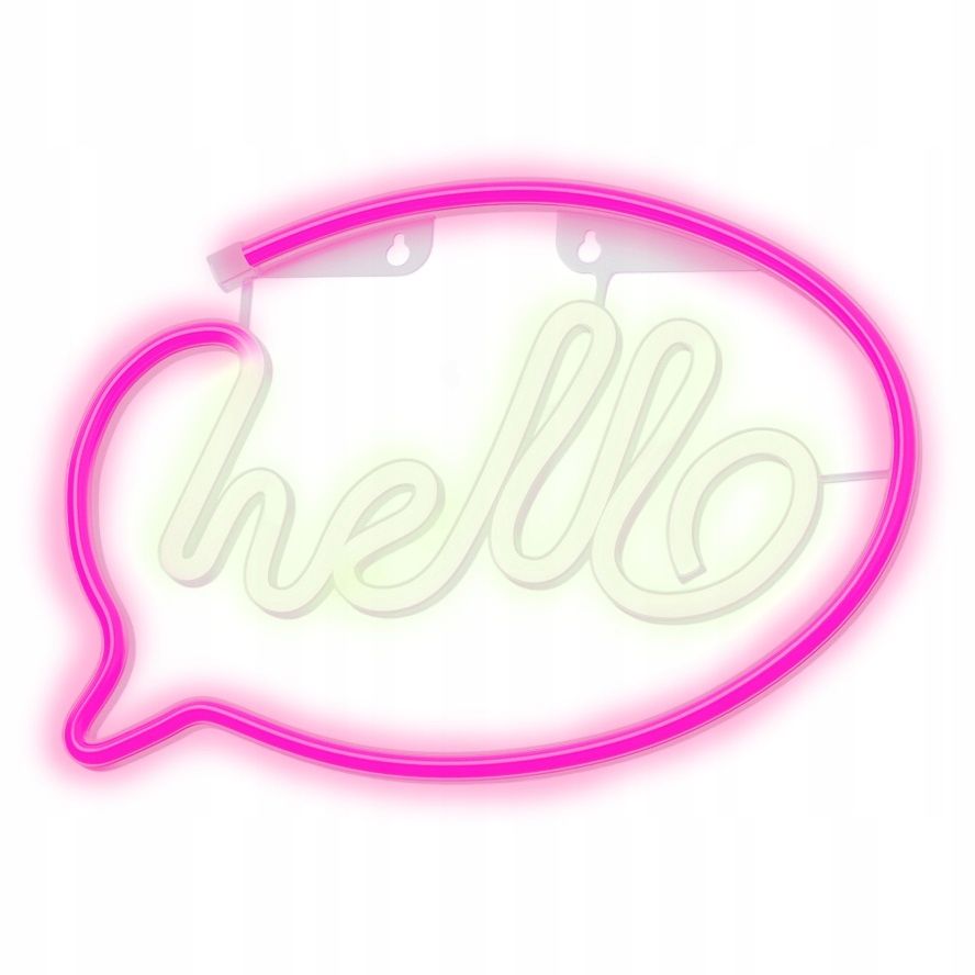 NEON LED NA ŚCIANĘ HELLO NAPIS STOJĄCY WISZĄCY LAMPKA NOCNA USB/BATERIE ...