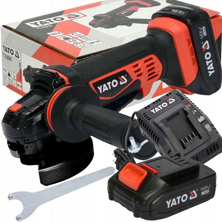 YATO SZLIFIERKA KĄTOWA DIAX 18V AKUMULATOROWA KĄTÓWKA 125mm + ŁAD. 2Ah AKU. – 194123871 - ERLI.pl