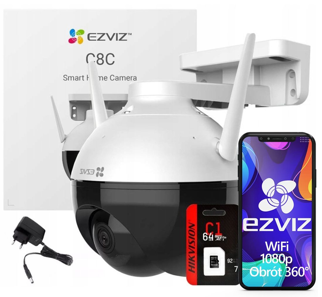 KAMERA OBROTOWA 4Mp WiFi C8W EZVIZ Karta Hikvision - ERLI.pl