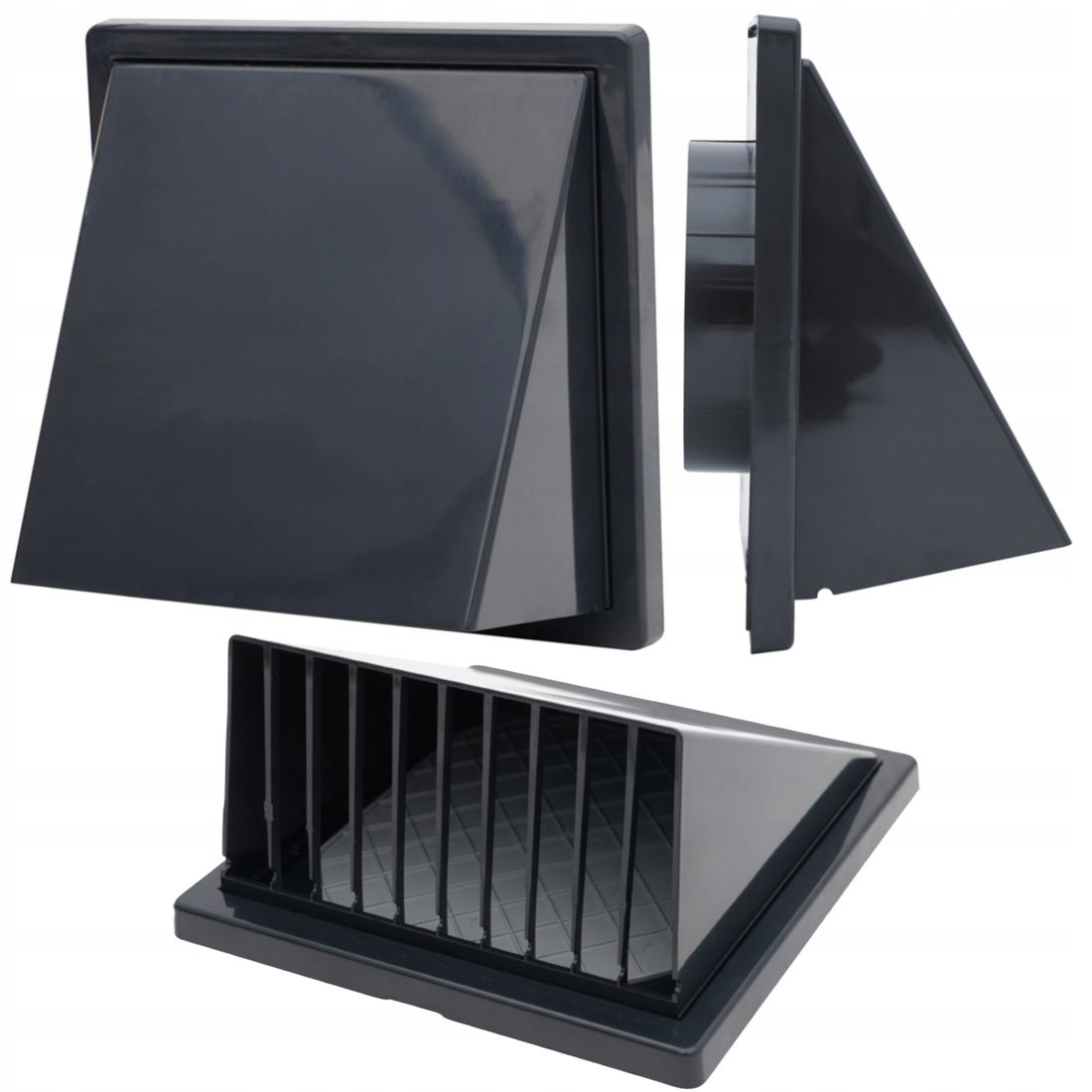 KRATKA WENTYLACYJNA OKAP 100 ZEWNĘTRZNA Z OKAPEM Grafit Z ZAWOREM ZWROTNYM – 151118800 - ERLI.pl