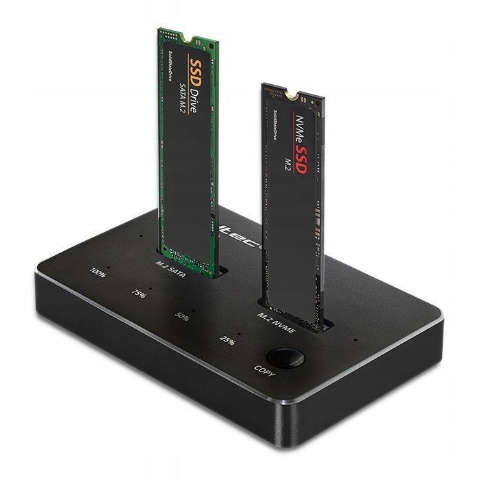Qoltec Stacja dokująca dysków SSD M.2 | NVMe | SATA | USB-C | DUAL 2 x ... Qoltec Stacja dokująca dysków SSD M.2 | NVMe | SATA | USB-C | DUAL 2 x ...