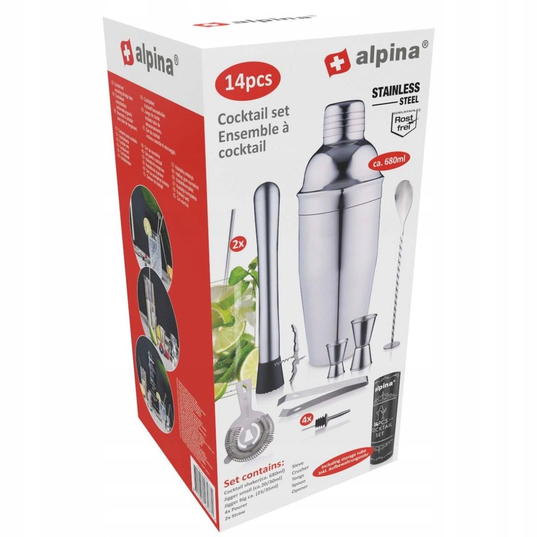 ZESTAW BARMAŃSKI do DRINKÓW KOKTAJLI SHAKER SZEJKER 14 el. PREZENT ...