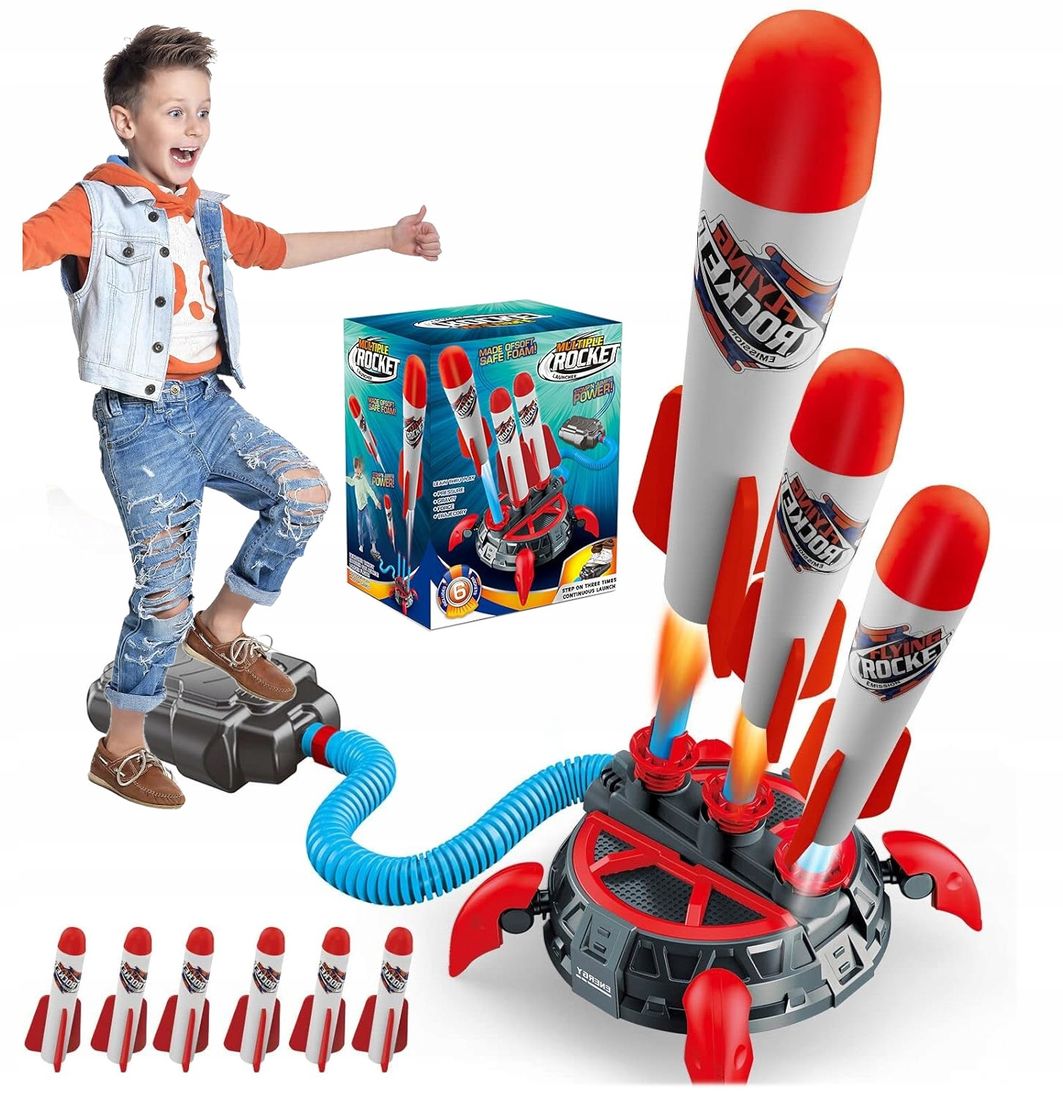 WYRZUTNIA RAKIET Piankowych Potrójna POWER LAUNCHER ROCKET Rakiety ...