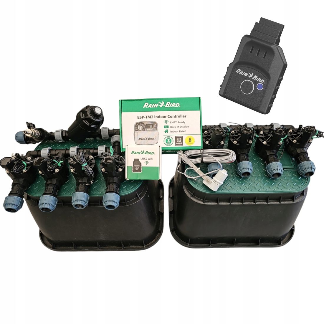Zestaw Rain Bird 8 sekcji z filtrem Sterownik TM2 Czujnik Moduł WiFi PE 32 – 164563950 - ERLI.pl