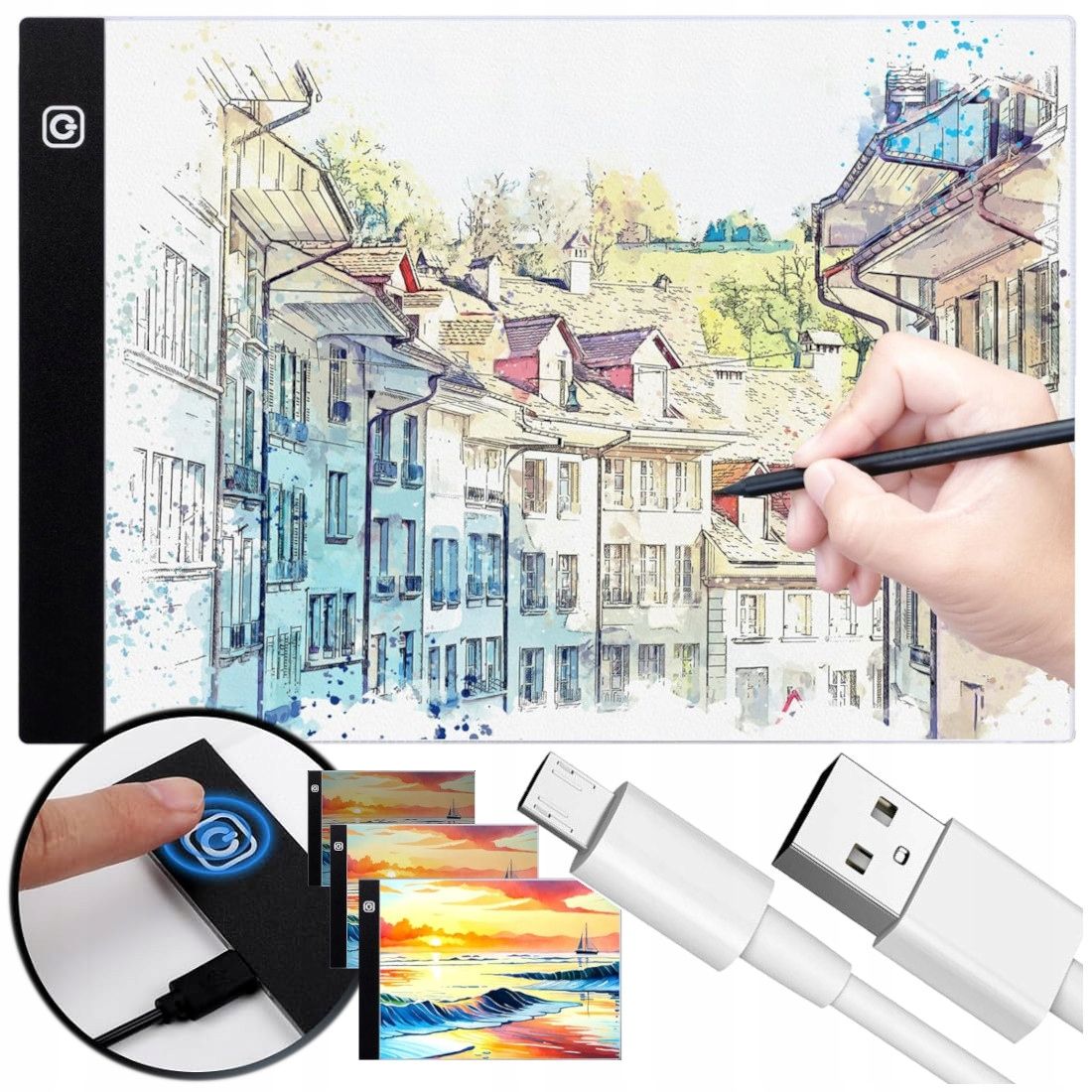 Podświetlana Deska Tablica Kreślarska Tablet Graficzny do Rysowania A4 ...