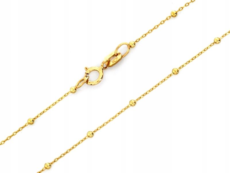 Delikatny złoty łańcuszek 585 naszyjnik z kuleczkami dł 45 cm kobiecy kulki – 196113934 - ERLI.pl