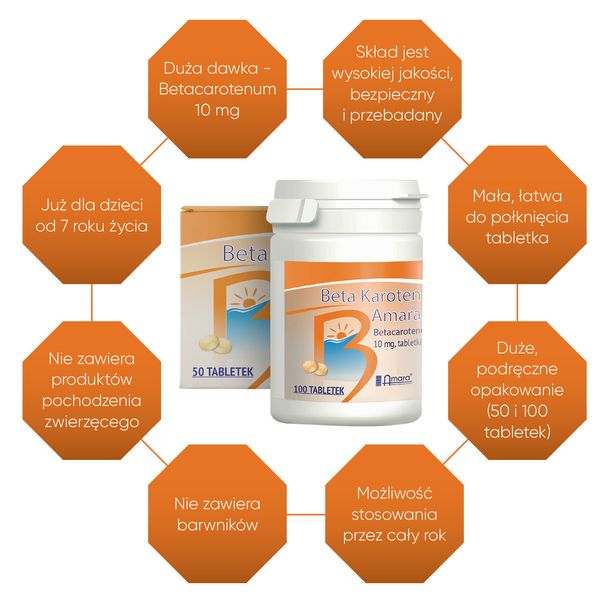 BETA KAROTEN AMARA 10 MG 100 tab. - ERLI.pl