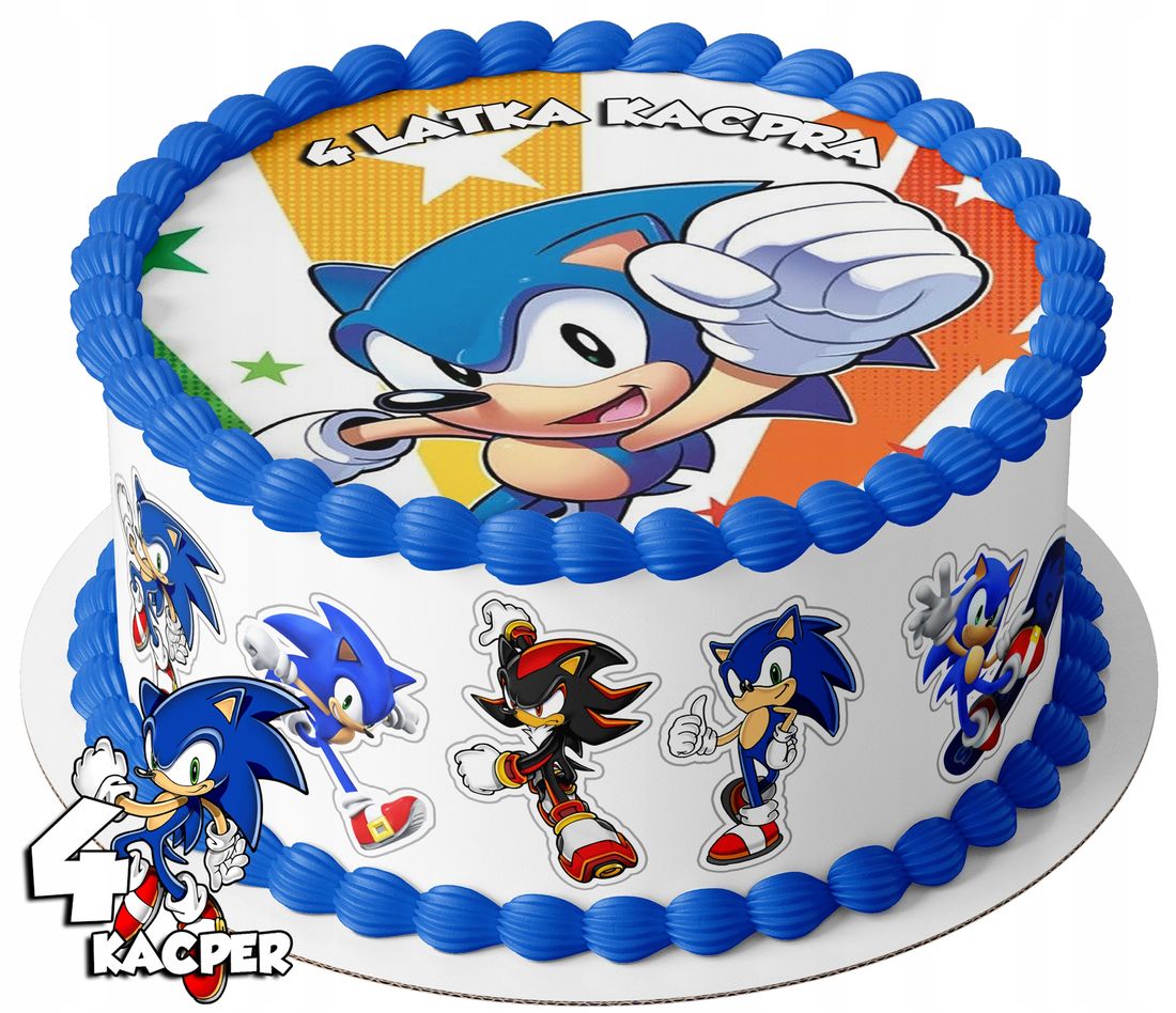 OPŁATEK NA TORT SONIC Hedgehog + POSTACIE + 2x G – 196506608 - ERLI.pl
