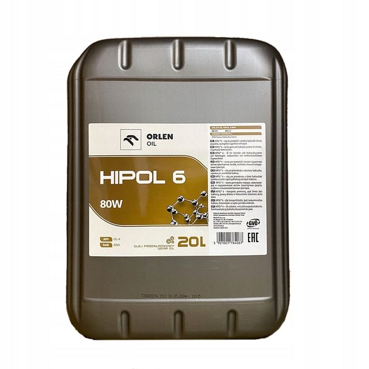 Olej przekładniowy Hipol 6 80W 17kg 20l Orlen – 159186843 - ERLI.pl