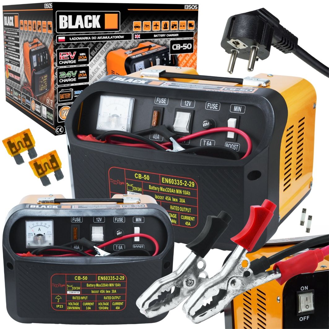 PROSTOWNIK SAMOCHODOWY DO AKUMULATORÓW 12v 24v GZL-50 BLACK NOWY DESIGN ...