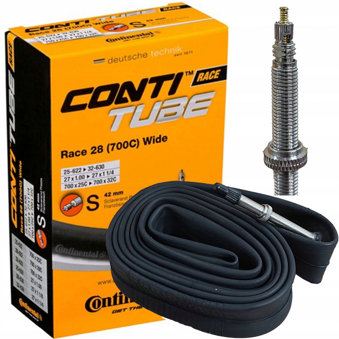 DĘTKA CONTINENTAL RACE 28 (700C) WIDE 27x1.0 - 27x1 1/4" Presta 42mm ...