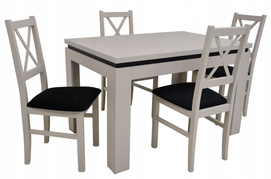 STÓŁ rozkładany 80x120/160cm I 4 KRZESŁA drewniane KASZMIR – 202719096 ...