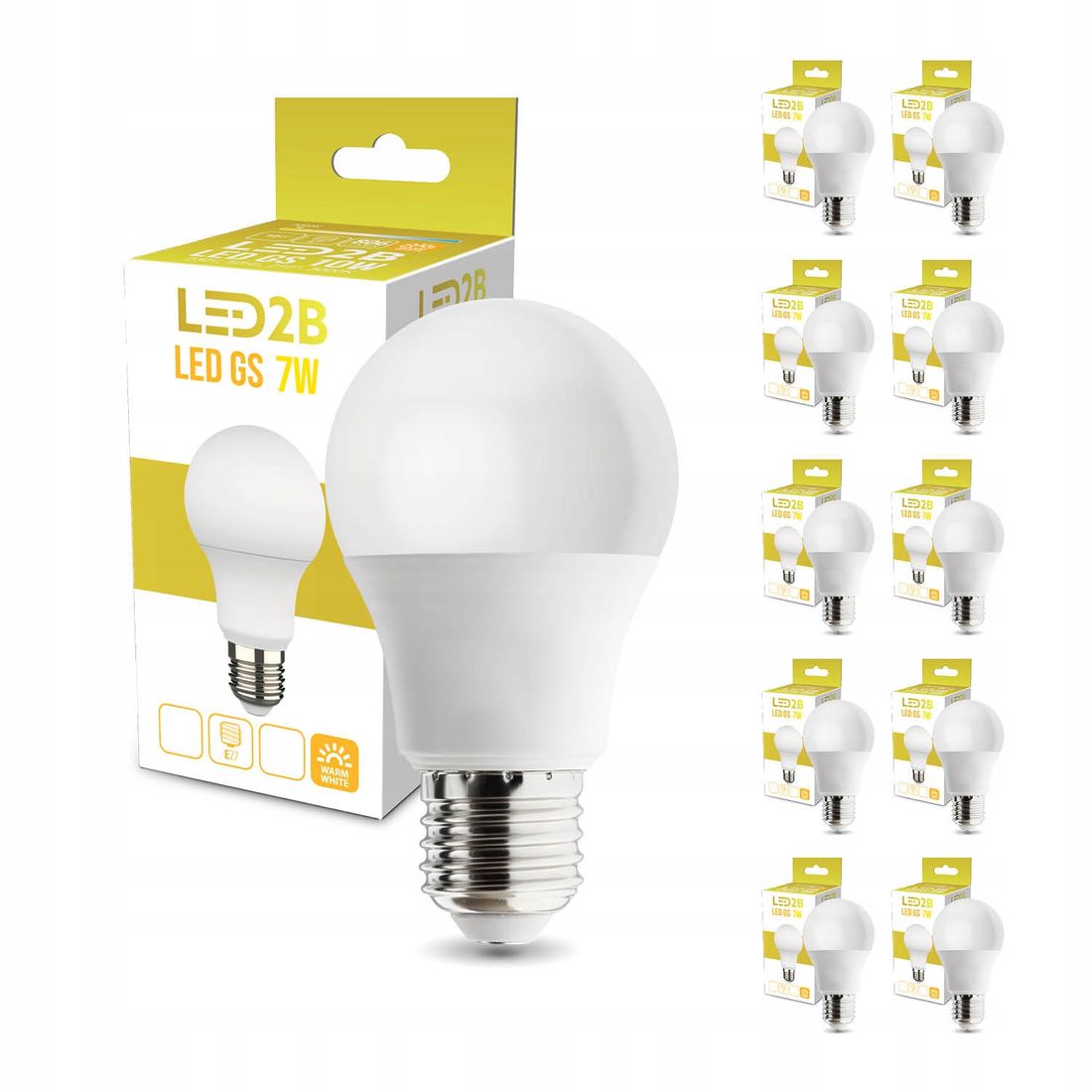 Żarówka LED E27 10x barwa światła ciepłobiała 7W - ERLI.pl