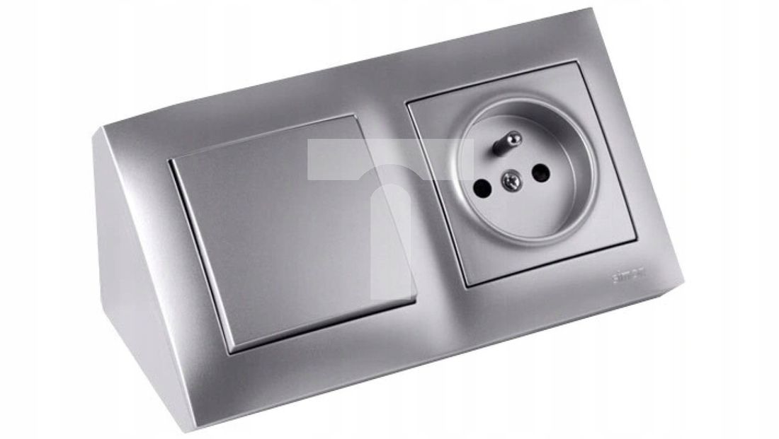 Simon 54 Premium Puszka natynkowa podwójna narożna srebrny matowy DPNR2 ...