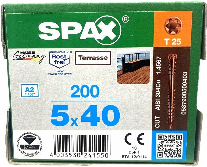SPAX Wkręty do deski tarasowej 5x40 A2 Stare złoto 200szt – 197047823 ...