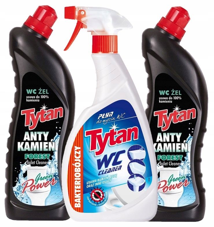TYTAN Zestaw 2x PŁYN DO CZYSZCZENIA TOALETY WC. ANTY KAMIEŃ Leśny Spray ...