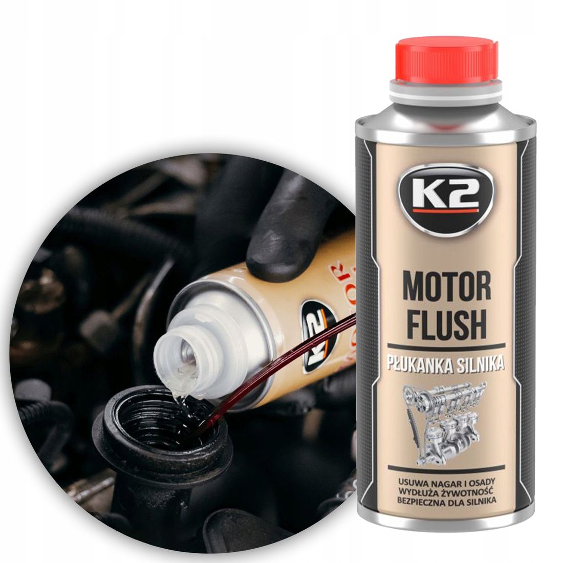 SKUTECZNY Środek do Silnika Płukanka Diesel Benzyna K2 MOTOR FLUSH ...