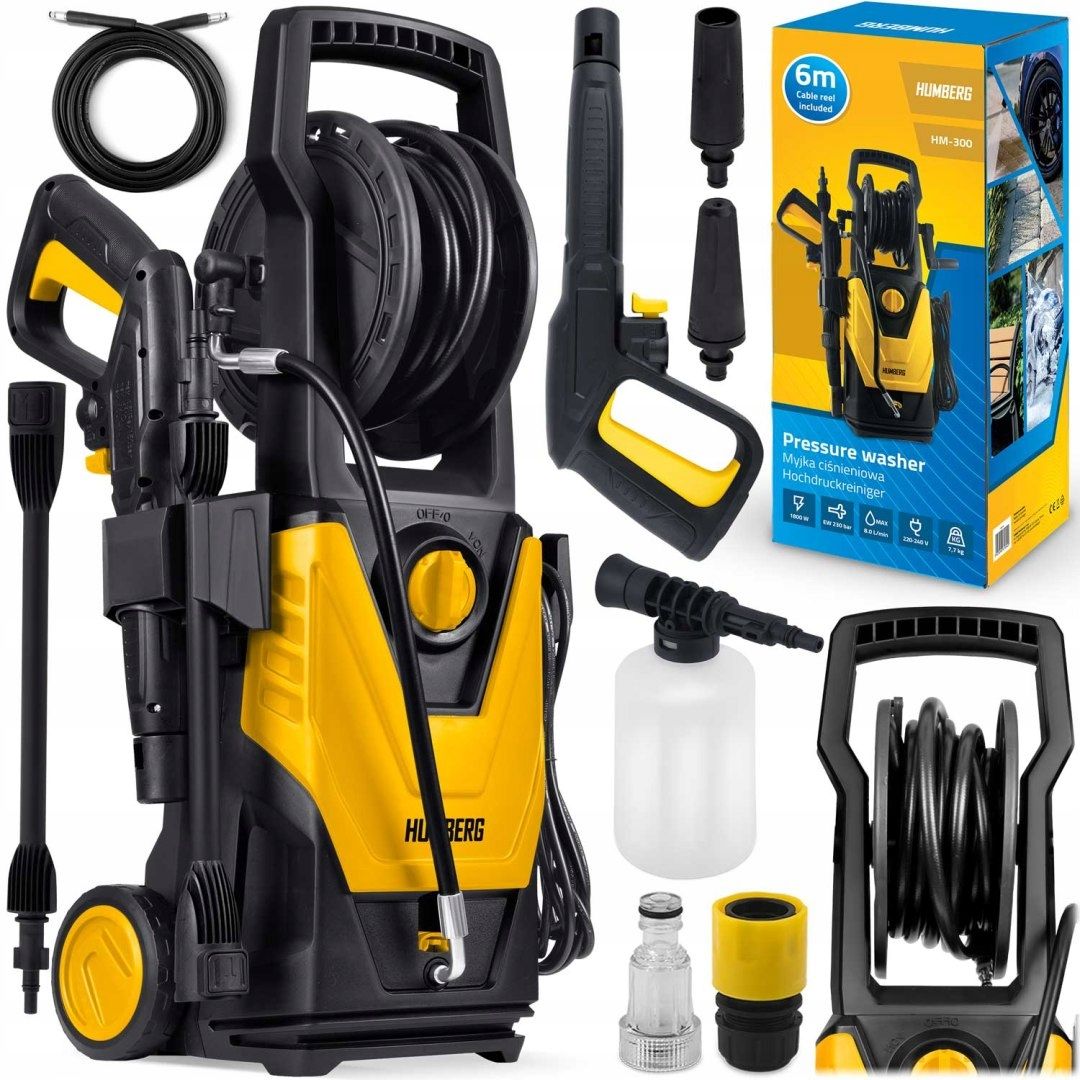 MYJKA CIŚNIENIOWA 1800W POMPA ALUMINIOWA ZWIJAK MOCNA 230BAR – 200423998 - ERLI.pl