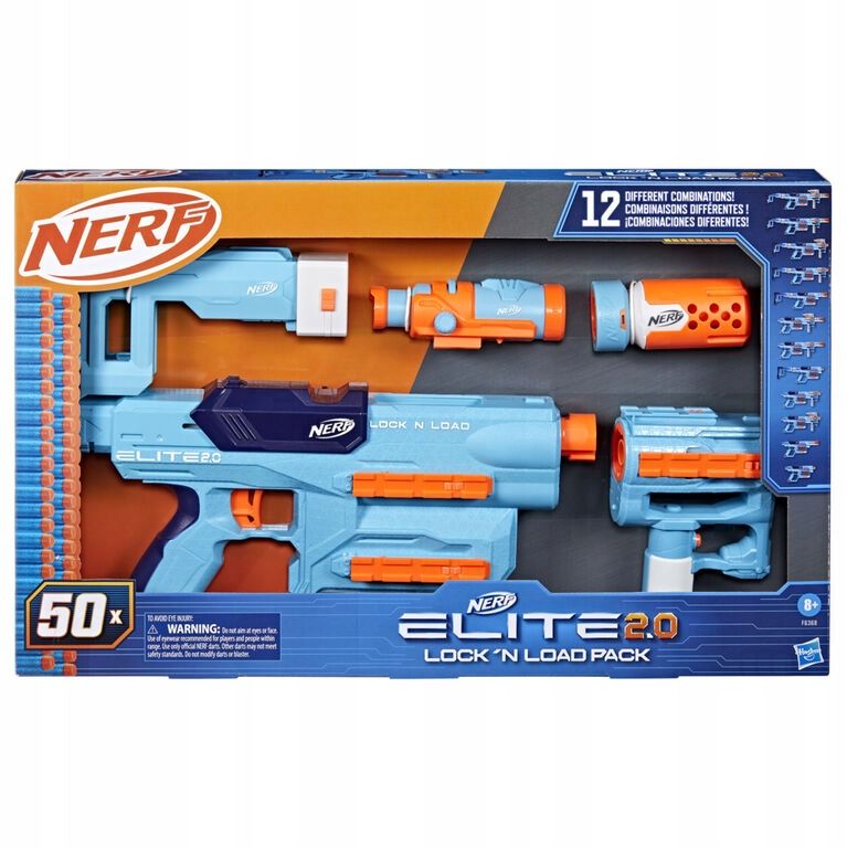 Nerf Elite 2.0 Lock N Load Pack Blaster 50 STRZAŁEK 12 KOMBINACJI - ERLI.pl