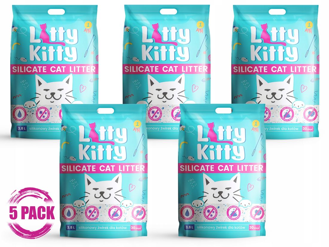 LITTY KITTY Silicate Żwirek Silikonowy dla kota 5 x 3,8 l Premium ...