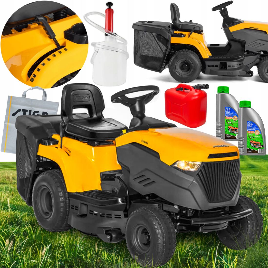 POTĘŻNY TRAKTOREK OGRODOWY STIGA ST 400 414 CC 84CM DO WYSOKIEJ TRAWY ...