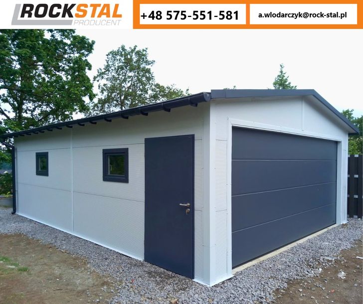 Garaż z płyty warstwowej ocieplany 6m x 8 m Premium Warsztat ...