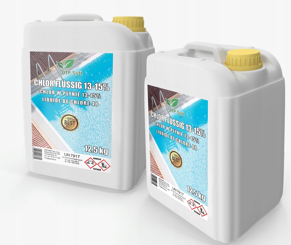 20L PODCHLORYN SODU 15% CHLOR W PŁYNIE DO BASENU STUDNI 2 x 10 litrów ...