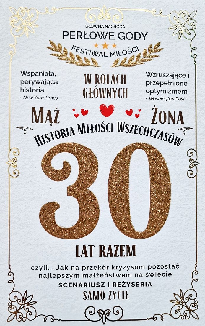 KARTKA Z ŻYCZENIAMI NA 30 ROCZNICĘ ŚLUBU ZABAWNE ŻYCZENIA DLA MAŁŻEŃSTWA – 203135018 - ERLI.pl