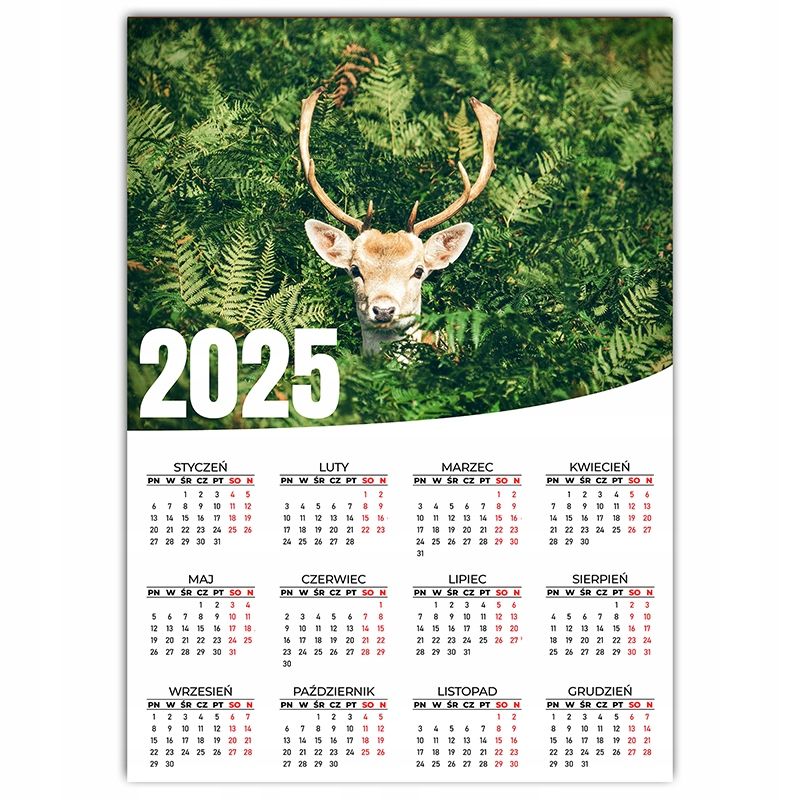KALENDARZ ŚCIENNY PLAKATOWY 2025 50x70 cm Na Prezent ANIMAL Sarna Wzory – 220134535 - ERLI.pl