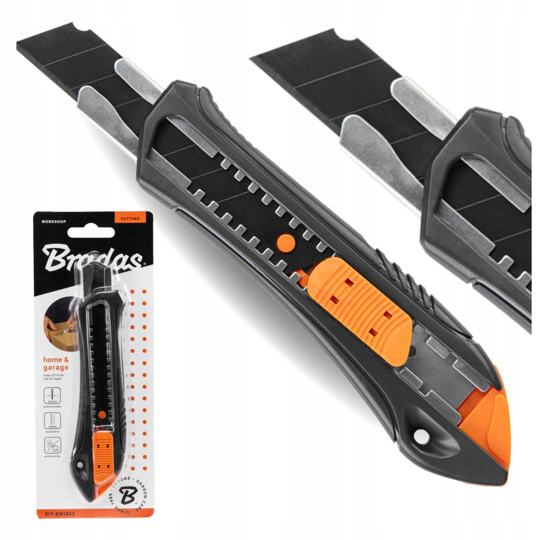 NOŻYK NÓŻ DO TAPET Z TWORZYWA UNIWERSALNY 18mm PVC TAPECIAK BRADAS ...