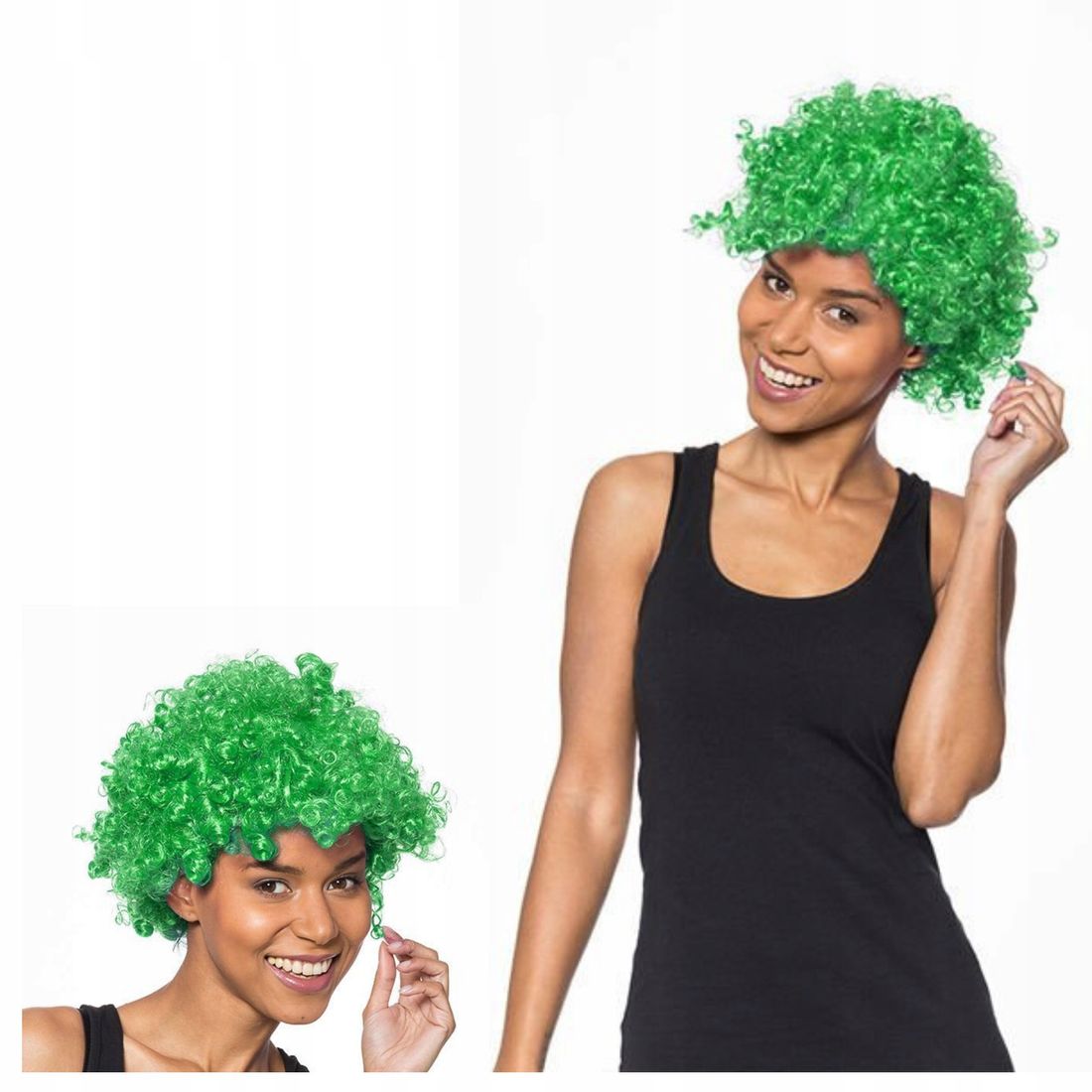 PERUKA AFRO LOKI LATA 80 NA IMPREZĘ DAMSKA MĘSKA ZIELONA – 204827144 ...