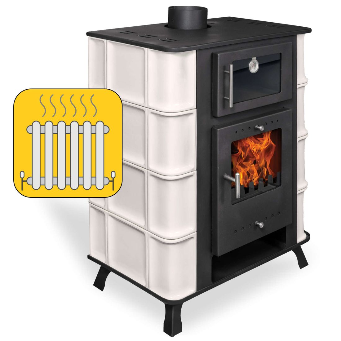 PIEC KOMINEK KOZA Z PŁASZCZEM WODNYM 10 kW PIEKARNIK KAFLE POLSKI ...