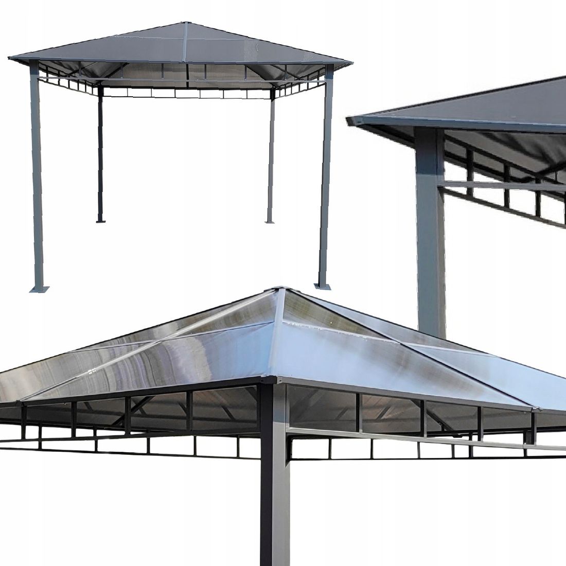 Pawilon ogrodowy 3x3m altana dach z poliwęglanu namiot stalowy ...