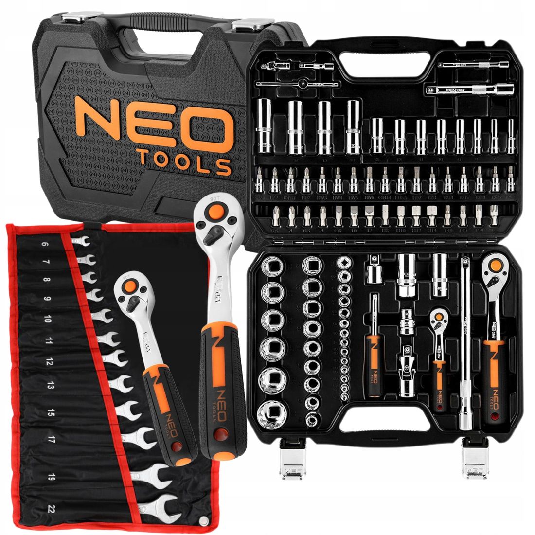 NEO ZESTAW KLUCZY NASADOWYCH 86e 1/2" 1/4" TORX BITY SATYNA +6-22mm PŁ-OCZ – 205792538 - ERLI.pl