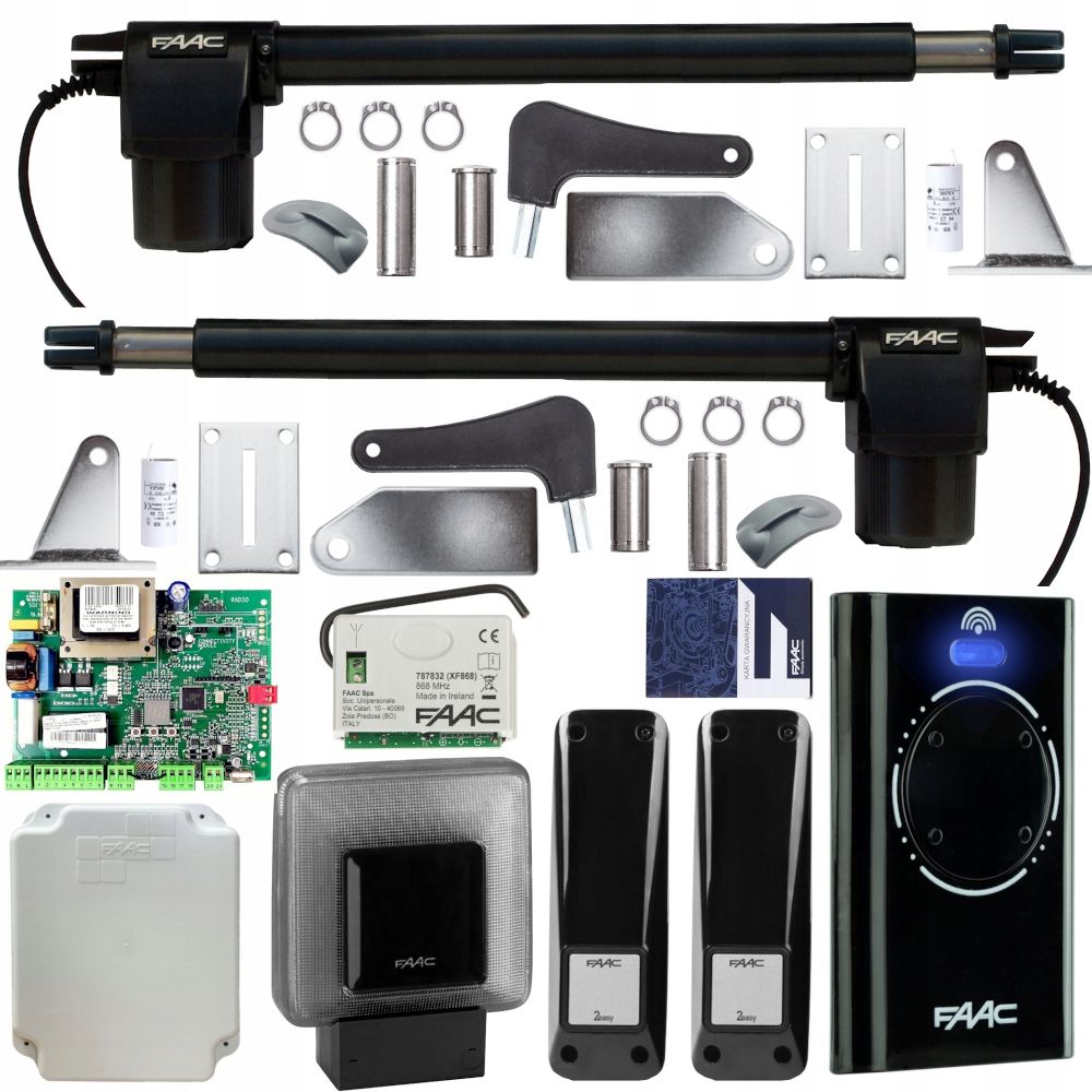 FAAC 414 LONG - Napęd Siłownik Zestaw do bramy skrzydłowej do 10m pilot LED - ERLI.pl