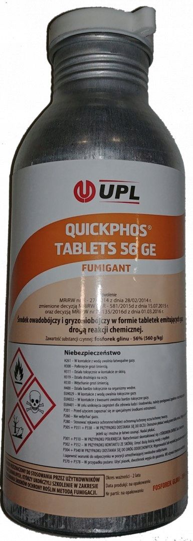 Quickphos Tablets 56GE 1kg do fumigacji na krety gazowania zbóż zboża ...