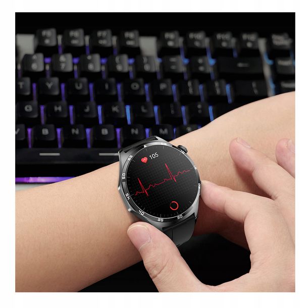 SMARTWATCH ZEGAREK EKG CIŚNIENIOMIERZ Z POMIAREM GLUKOZY SKŁAD KRWI MENU PL – 209111152 - ERLI.pl