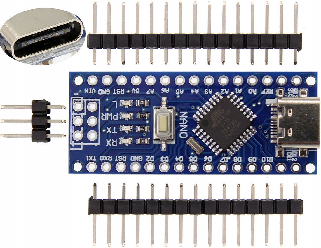 NANO 3.0 ATMEGA328 CH340 Kompatybilny z Arduino USB-C Niezlutowany - ERLI.pl
