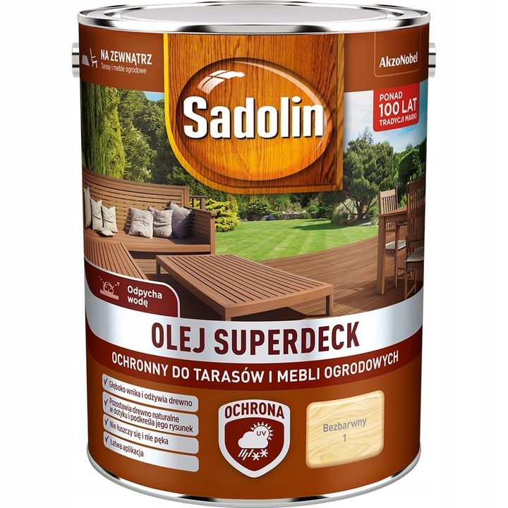 SADOLIN Superdeck 5L Olej do drewna tarasów BEZBARWNY + – 190811913 ...