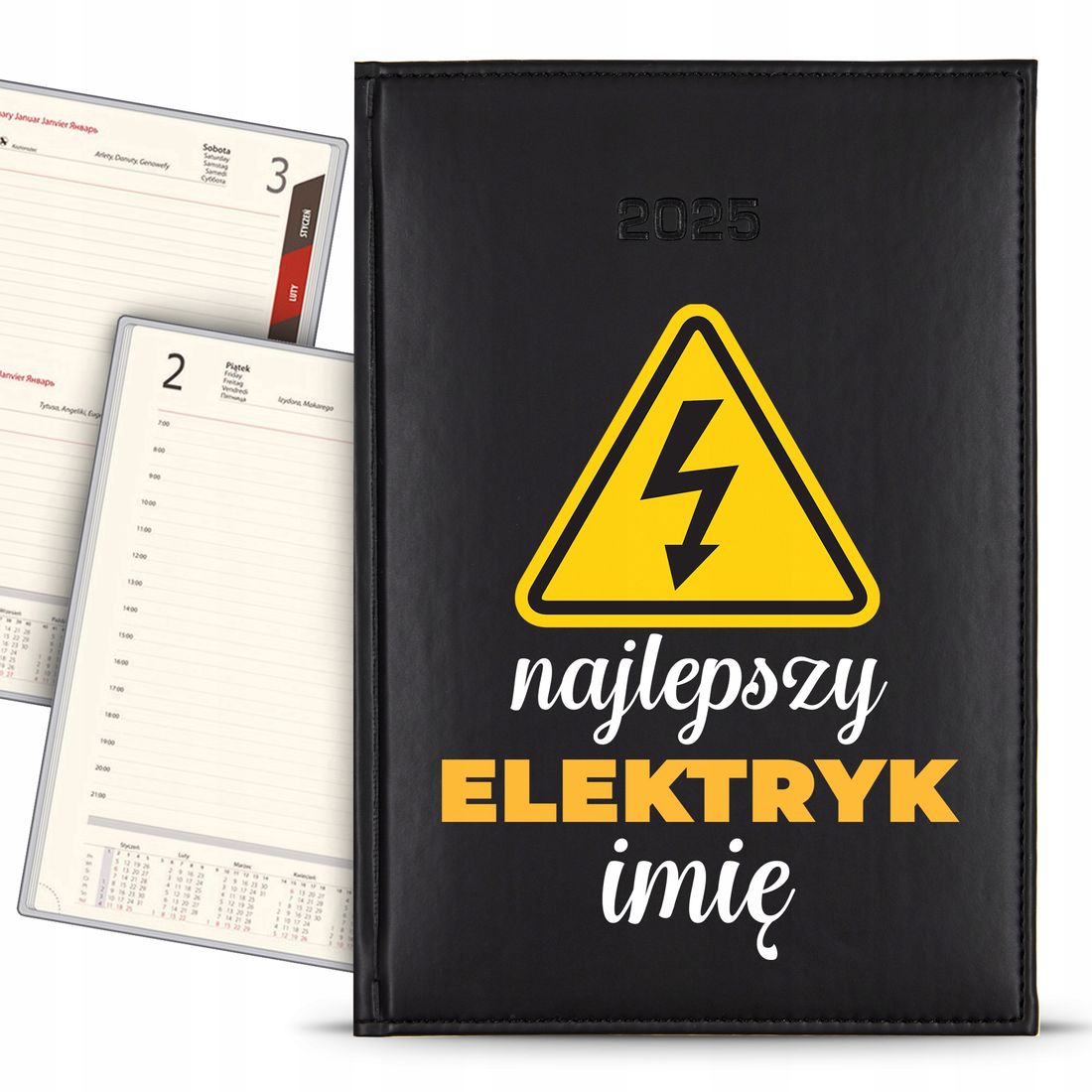 Kalendarz B5 2025 Planer PREZENT DLA ELEKTRYKA IMIĘ Czarny Kreator - ERLI.pl