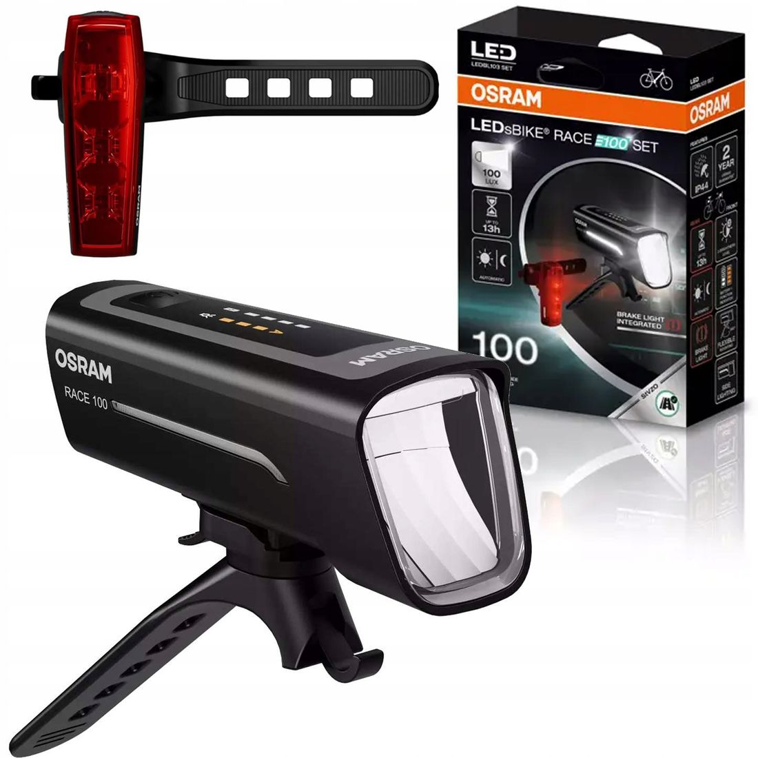 Osram MOCNA Lampka rowerowa LED na PRZÓD I TYŁ LEDs BIKE RACE 100 Set ...
