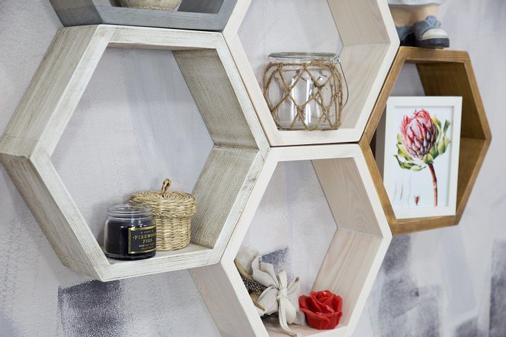 PÓŁKA PLASTER MIODU NA ŚCIANĘ - 5 SZTUK - ERLI.pl
