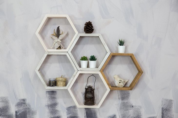 PÓŁKA PLASTER MIODU NA ŚCIANĘ - 5 SZTUK - ERLI.pl