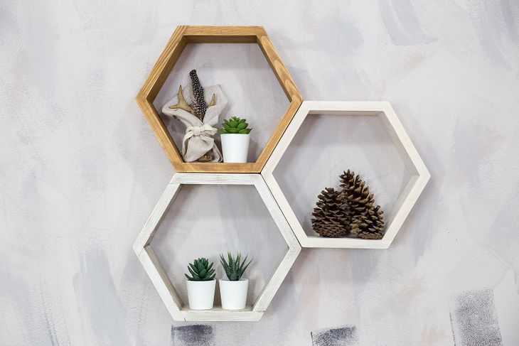 PÓŁKA PLASTER MIODU DREWNIANA NA ŚCIANĘ 3 SZTUKI – 18754432 - ERLI.pl