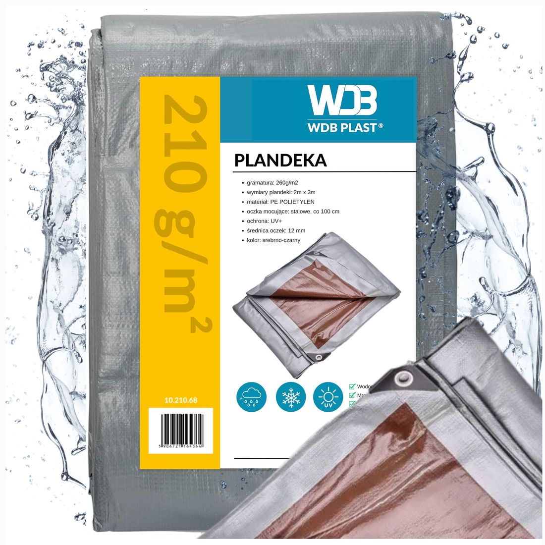 PLANDEKA 8x10 PREMIUM 210g GRUBA MOCNA SREBRNA UV MROZOODPORNA WODOODPORNA – 194159723 - ERLI.pl