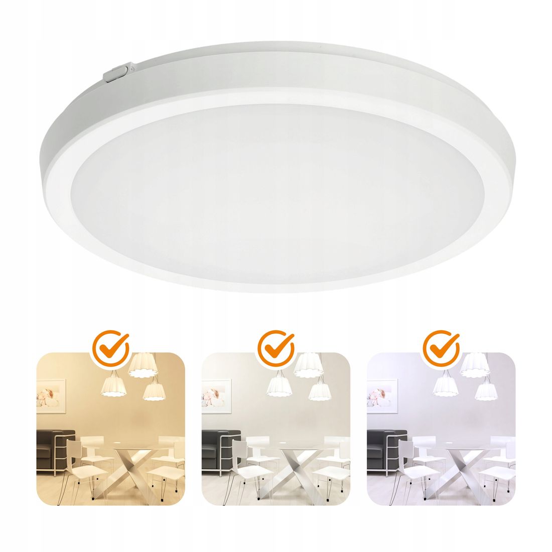 Lampa Sufitowa LED 36W Biała Okrągła CCT Regulacja Barwy Oprawa ...