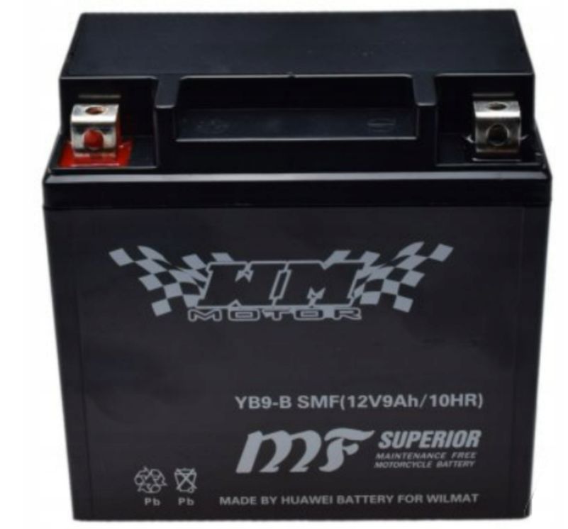 AKUMULATOR YB9-B WM MOTOR 12 VOLT SMF KWASOWY SKUTER MOTOCYKL ...