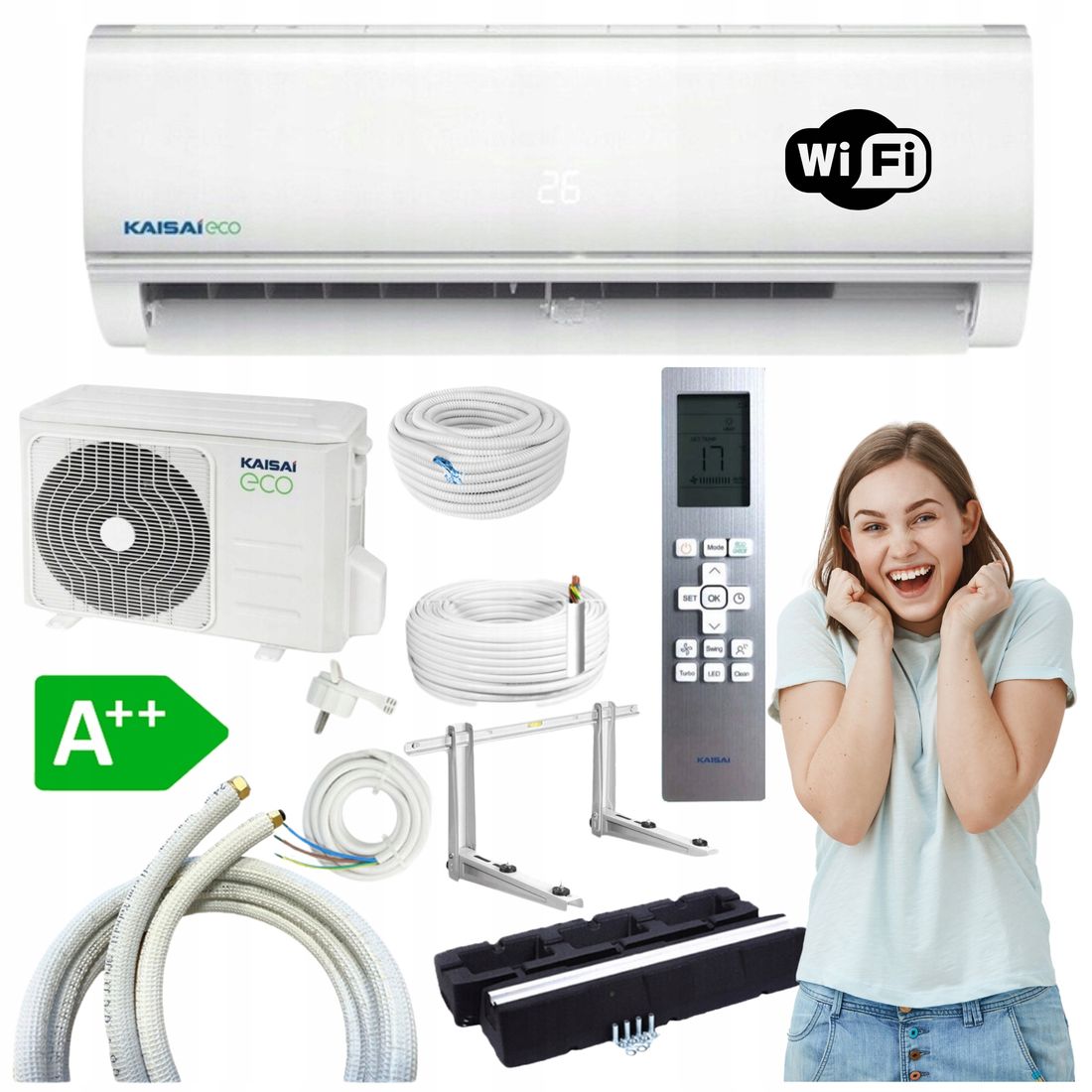 Klimatyzacja do domu KAISAI ECO 3,5 kW + ZESTAW DO SAMODZIELNEGO MONTAŻU – 213203783 - ERLI.pl